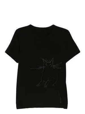Y’s Animal-print Cotton T-shirt - Black