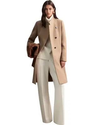 REISS Wool-blend Wrapover Mid-length Coat - Camel