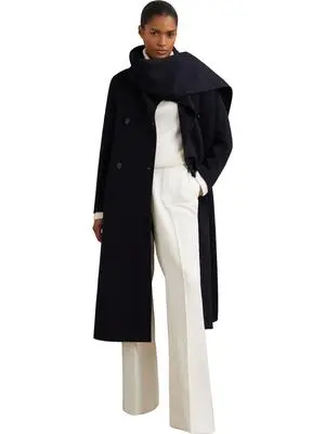 REISS Indira Wool-blend Scarf Coat - Navy