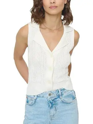 Central Park West Sienna Cable Vest - White