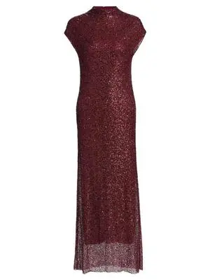 Simkhai Zaria Cowl Neck Gown - Cranberry