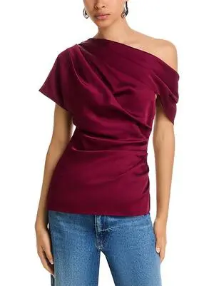 Simkhai Phoebe Draped Top - Cranberry