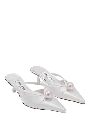 JIMMY CHOO Sana 50 Mule Pumps - Ivory/white