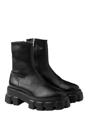 Prada Monolith Stretch Nappa Booties - Black