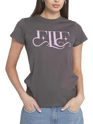 ELLE COLLECTION Logo Graphic Tee - Grey