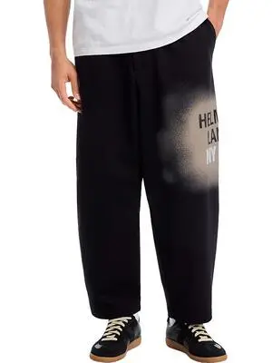Helmut Lang Relaxed Fit Spray Graphic Logo Print Sweatpants - Black