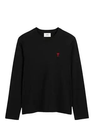 AMI Paris De Coeur Long Sleeves T-shirt - Black