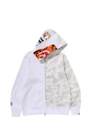 A BATHING APE City Camo Tiger Shark Full Zip Hoodie - White