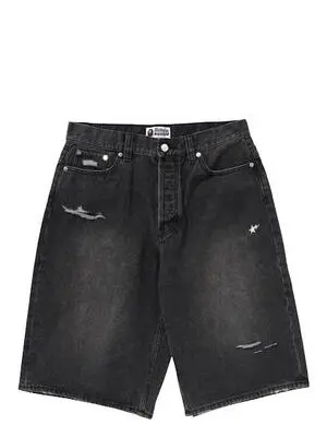 A BATHING APE Sta Relaxed Fit Denim Shorts - Black