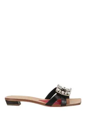 ROGER VIVIER Calfskin Sandals With Appliqués - Black
