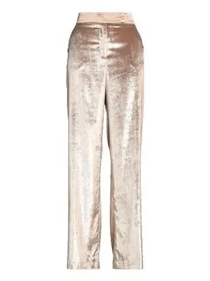 Peserico Straight-leg Pants With Velvet And Metallic Detailing - Sand