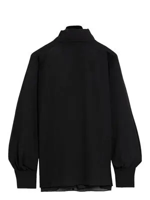 MIKAEL AGHAL Chiffon Tie-Neck Blouse Black