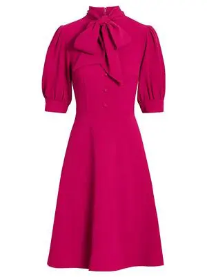 MIKAEL AGHAL Crepe Pussy-bow Dress - Fuchsia