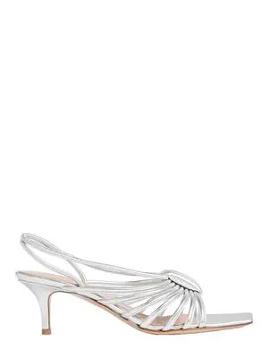 GIANVITO ROSSI Hellen 55 Metallic Slingback Sandals - Silver