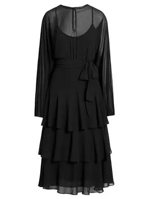 MIKAEL AGHAL Tiered Chiffon Midi Dress - Black