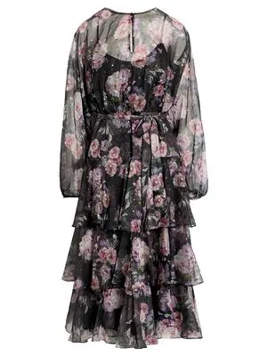 MIKAEL AGHAL Floral-print Metallic Fil Coupé Chiffon Midi Dress - Black