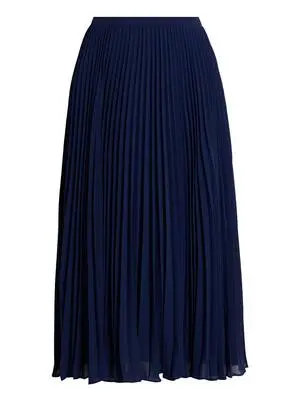 MIKAEL AGHAL Pleated Chiffon Midi Skirt - Navy