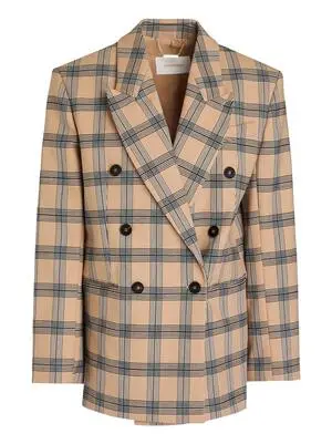 Zimmermann Double-breasted Checked Twill Blazer - Neutral