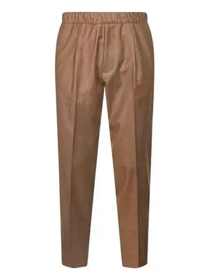 D4.0 Elasticated Waist Pleated Trousers - Brown