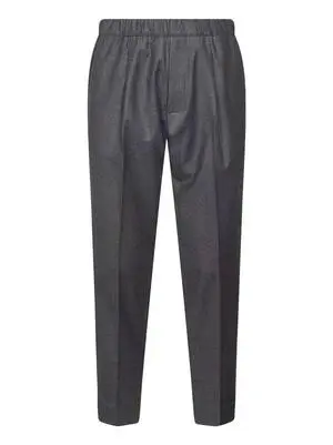 D4.0 Elasticated-waistband Pleated Trousers - Grey