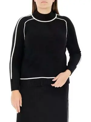 ELENA MIRO` High-neck Panelled Sweater - Black