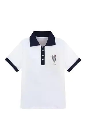 Isolda Chicken-embroidered Polo Shirt - White