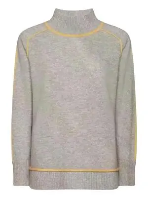 ELENA MIRO` High-neck Sweater With Contrast Details - Grey