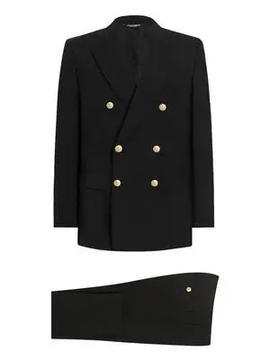 Dolce & Gabbana Martini-fit Gold-button Double-breasted Suit - Black