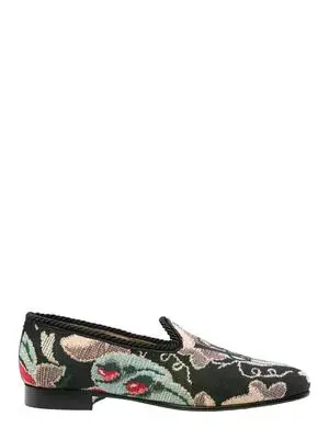 Valentino Garavani Floral Patterned Loafers - Black