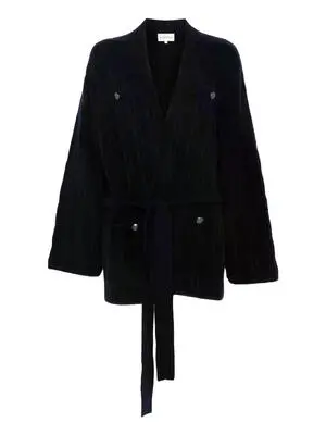 Eric Bompard Jacquard Belted Jacket - Blue
