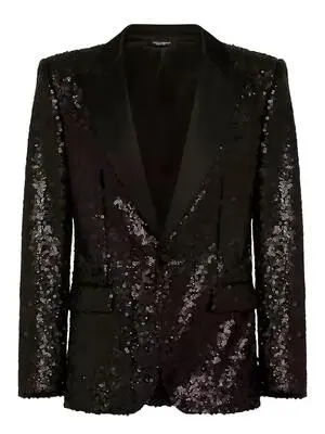Dolce & Gabbana Sequin-embellished Shawl-lapel Jacket - Black