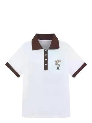Isolda Mushroom-embroidered Polo Shirt - White