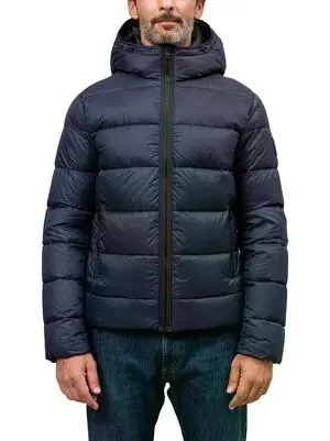 FAY Quilted Hooded Coat - Blue