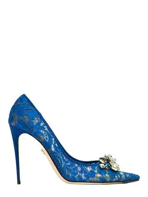 Dolce & Gabbana 105 Mm Lace Jewel-embellished Pumps - Blue