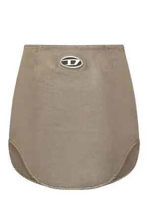 DIESEL® Asymmetric Skirt With Logo Plaque - Neutrals