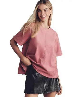 Maeve Faux-suede Swing Blouse - Rose