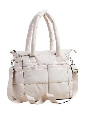 URBAN EXPRESSIONS Quilted Puffer Jetsetter Tote - Cream