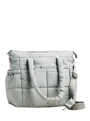 URBAN EXPRESSIONS Quilted Puffer Jetsetter Tote - Light Grey