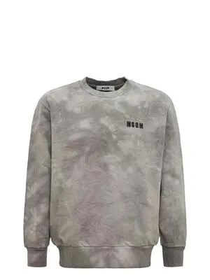 MSGM Tie-dye Print Logo-embroidered Sweatshirt - Grey