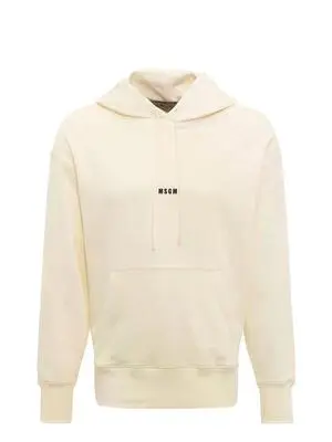MSGM Logo-print Cotton Hoodie - Neutrals