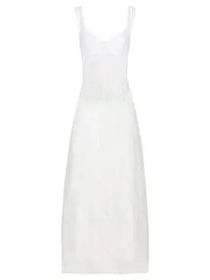 Dolce & Gabbana Corset-detailing Tulle Midi Dress - White