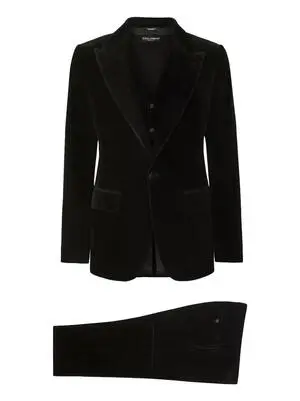 Dolce & Gabbana Single-breasted 3 Piece Velvet Suit - Black