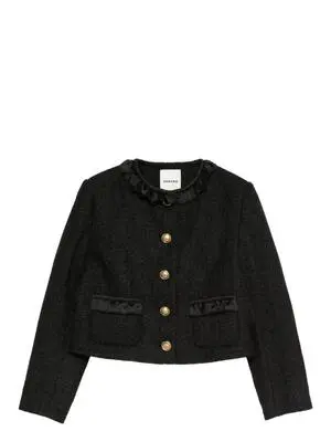 Sandro Ruffle Embellished Blazer - Black