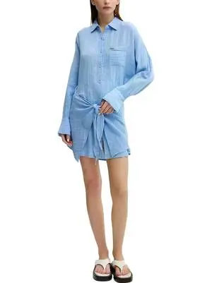 Melissa Odabash Tie-detail Shirt Mini Dress - Blue