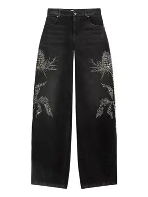 Blumarine Embellished Wide-leg Trousers - Black