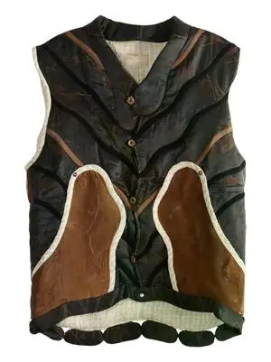 COMMUNS Quilted Panelled Vest - Brown