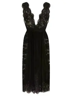 Dolce & Gabbana Plunge-neckline Lace Midi Dress - Black