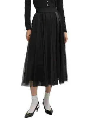 JOOP! Tulle A-line Midi Skirt - Black