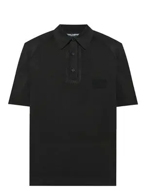 Dolce & Gabbana Raglan-sleeve Mesh-panel Polo Shirt - Black