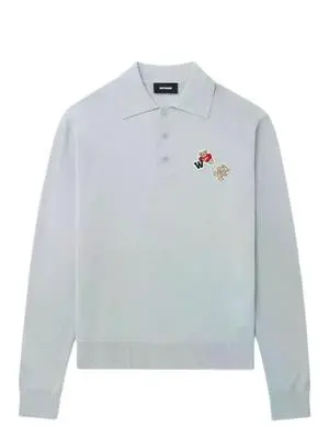 We11Done Bear-embroidered Polo-neck Sweater - Grey